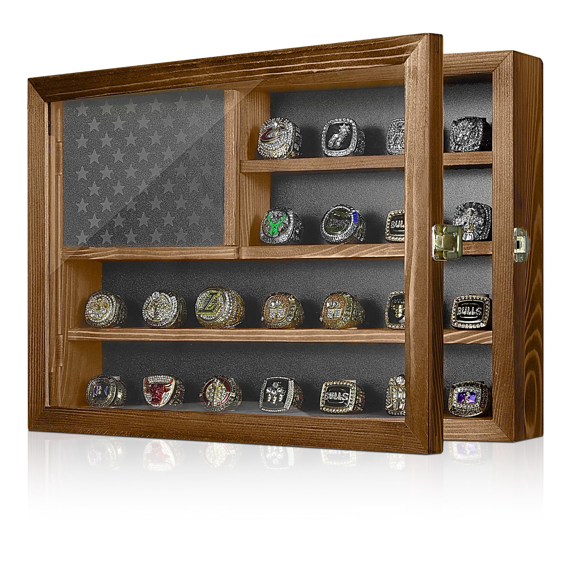 HIRVOK Championship Ring Display Case with 22 Ring Posts - Wayfair Canada