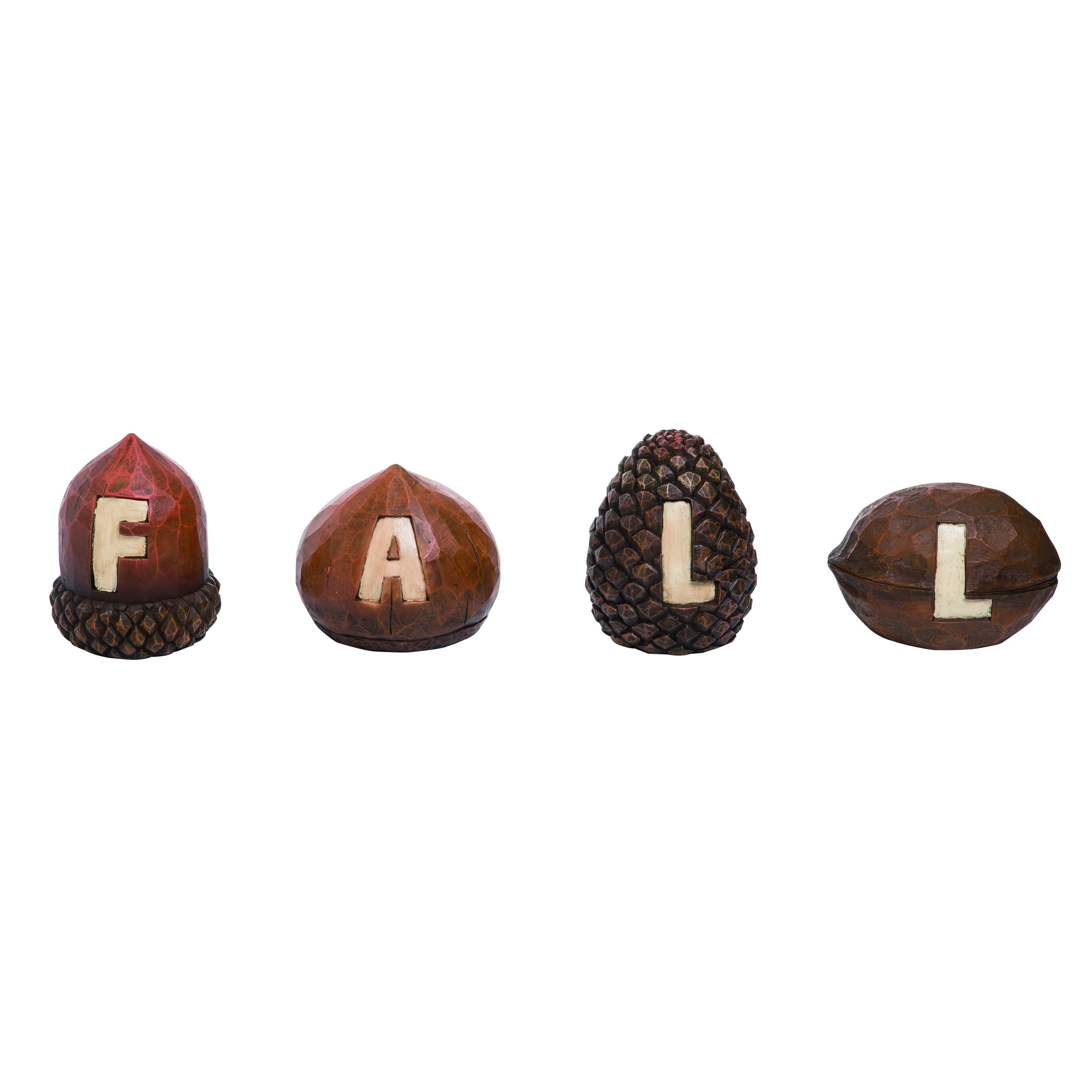 The Holiday Aisle® Resin 4.75 in. Multicolor Fall Letters Acorns Set of ...