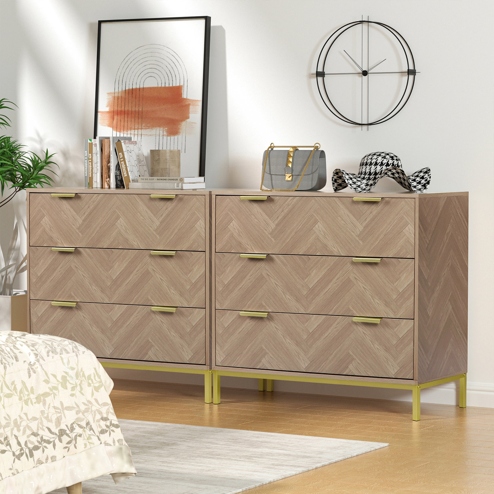 Oak look chest of drawers store