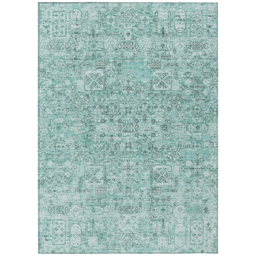 Teal Outdoor Rugs You'll Love | Wayfair