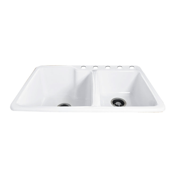 CECO Redondo 33'' L Drop-In Double Bowl Cast Iron Kitchen Sink | Wayfair