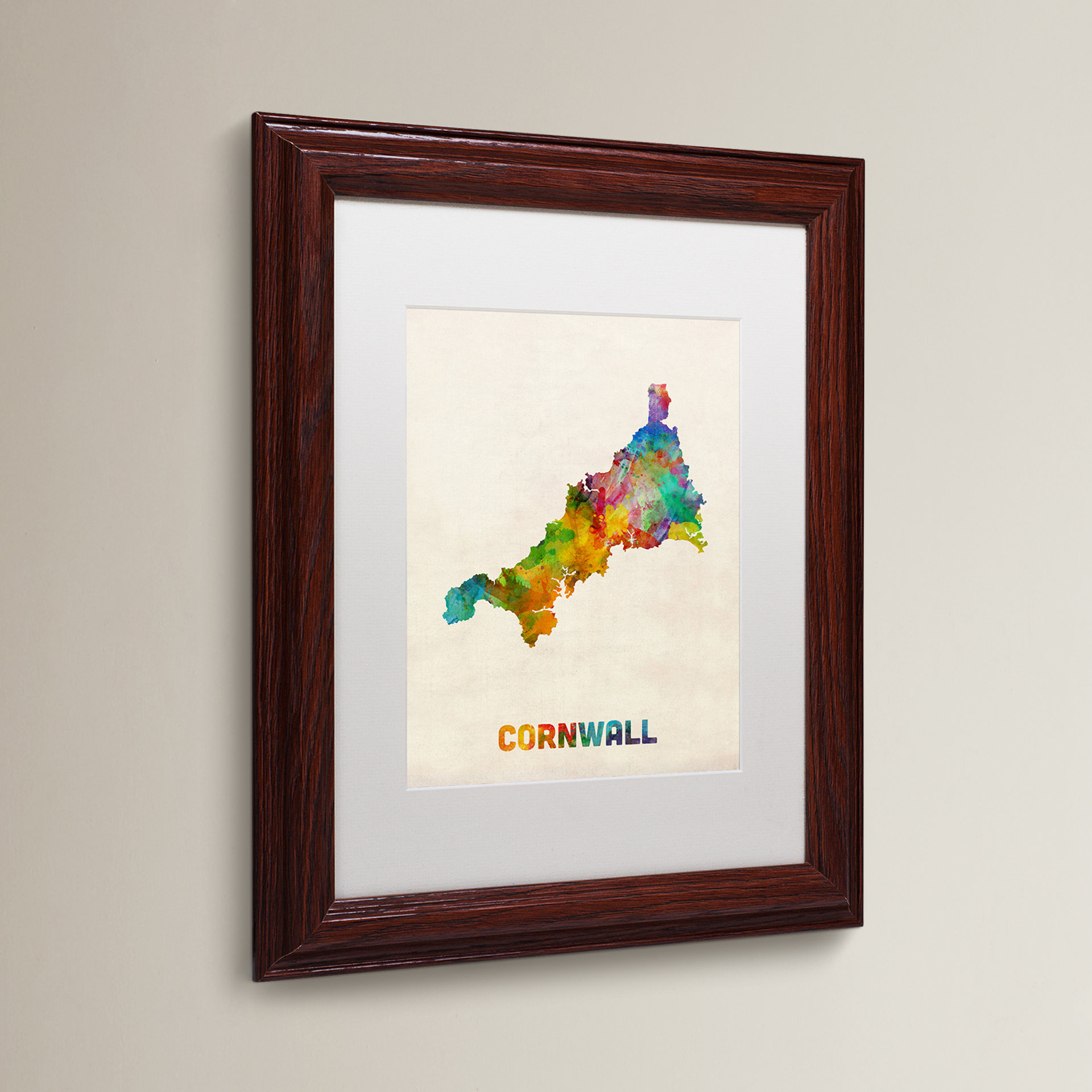 Ivy Bronx 'Cornwall England Map' Framed Graphic Art on Canvas | Wayfair