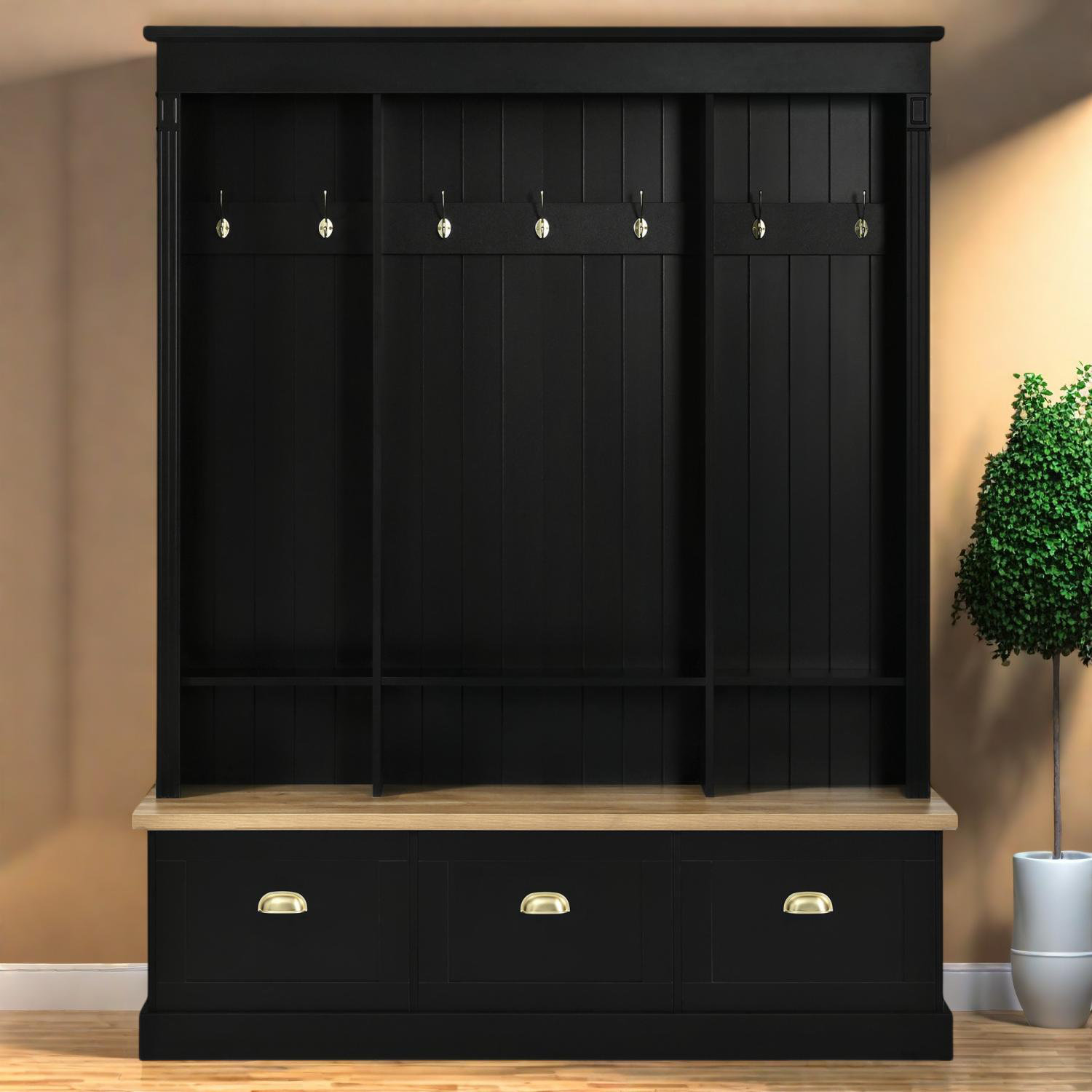 Mercer41 Elegant LED Light Hall Tree with Roman Column Design, Storage ...