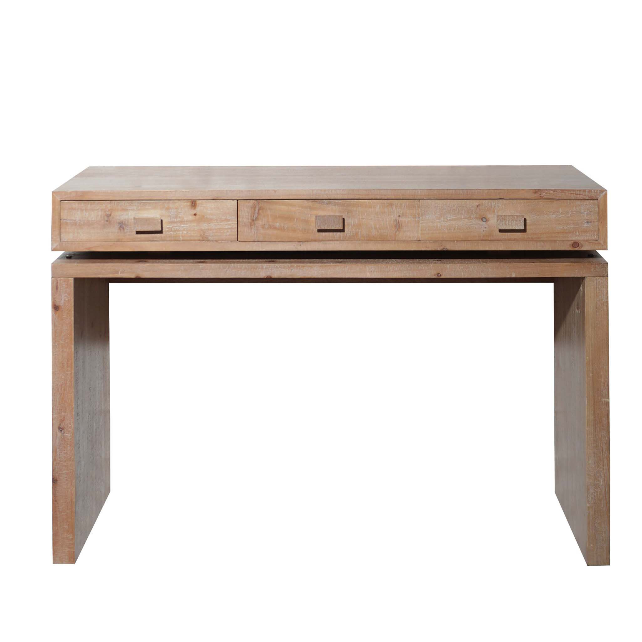 Gracie Oaks Rustic Wooden Console Table with 3 Drawers, 47in Entryway ...