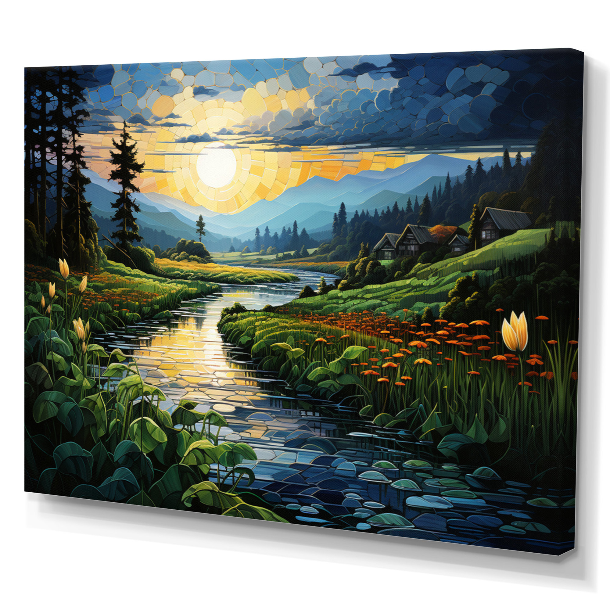 Millwood Pines Countryside Emerald Lake Patchwork - Landscapes Canvas ...
