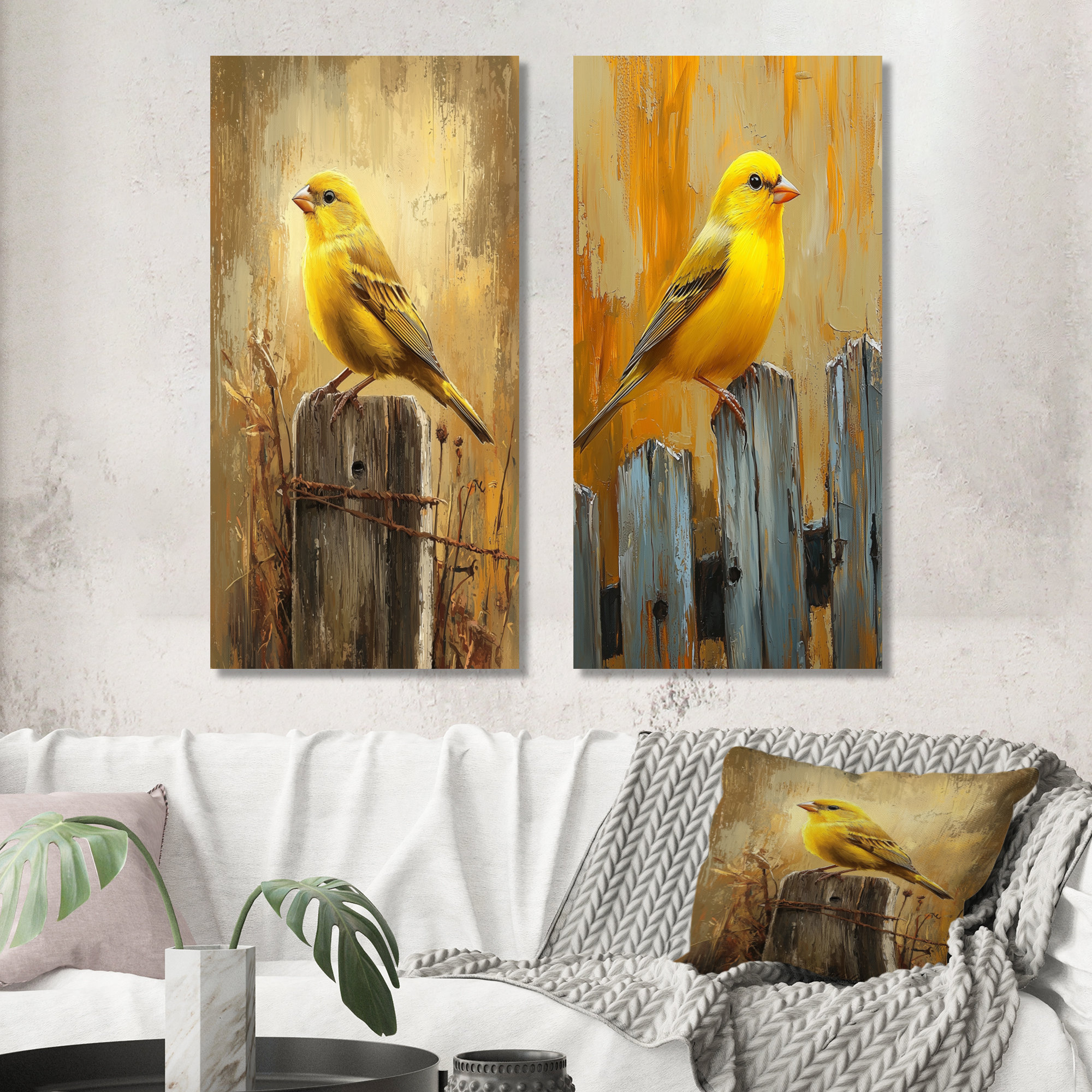Lark Manor™ Finch Bird On The Barnyard Fence I - Animals Wall Art 2 ...