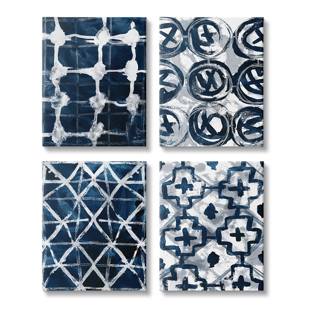 Dakota Fields Abstract Geometric Patterns Blue White Painting by June ...