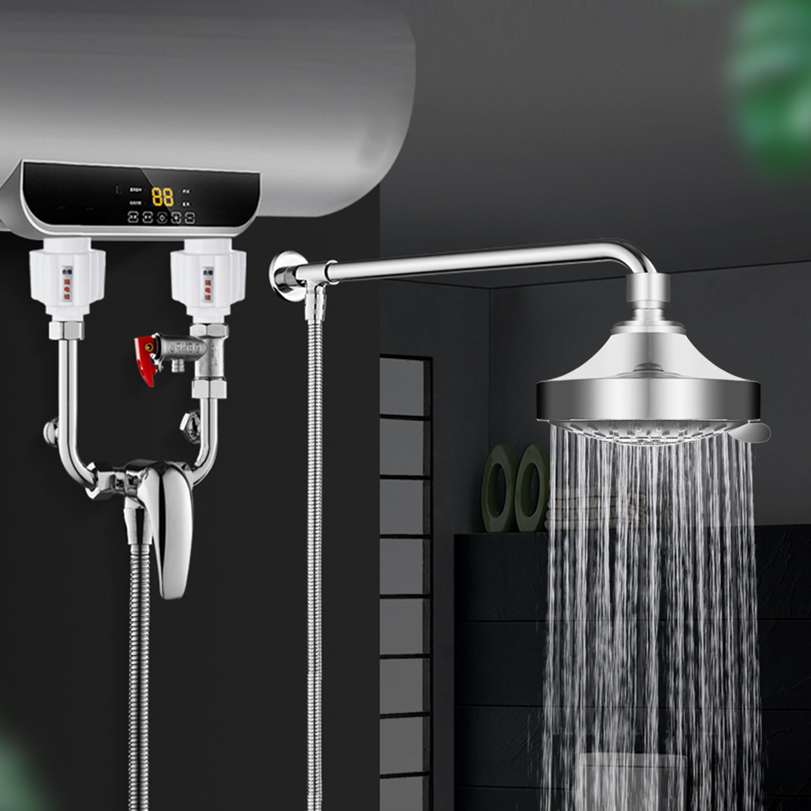 Symple Stuff 4-inch Shower Head High Pressure 5 Spray Modes Wall ...