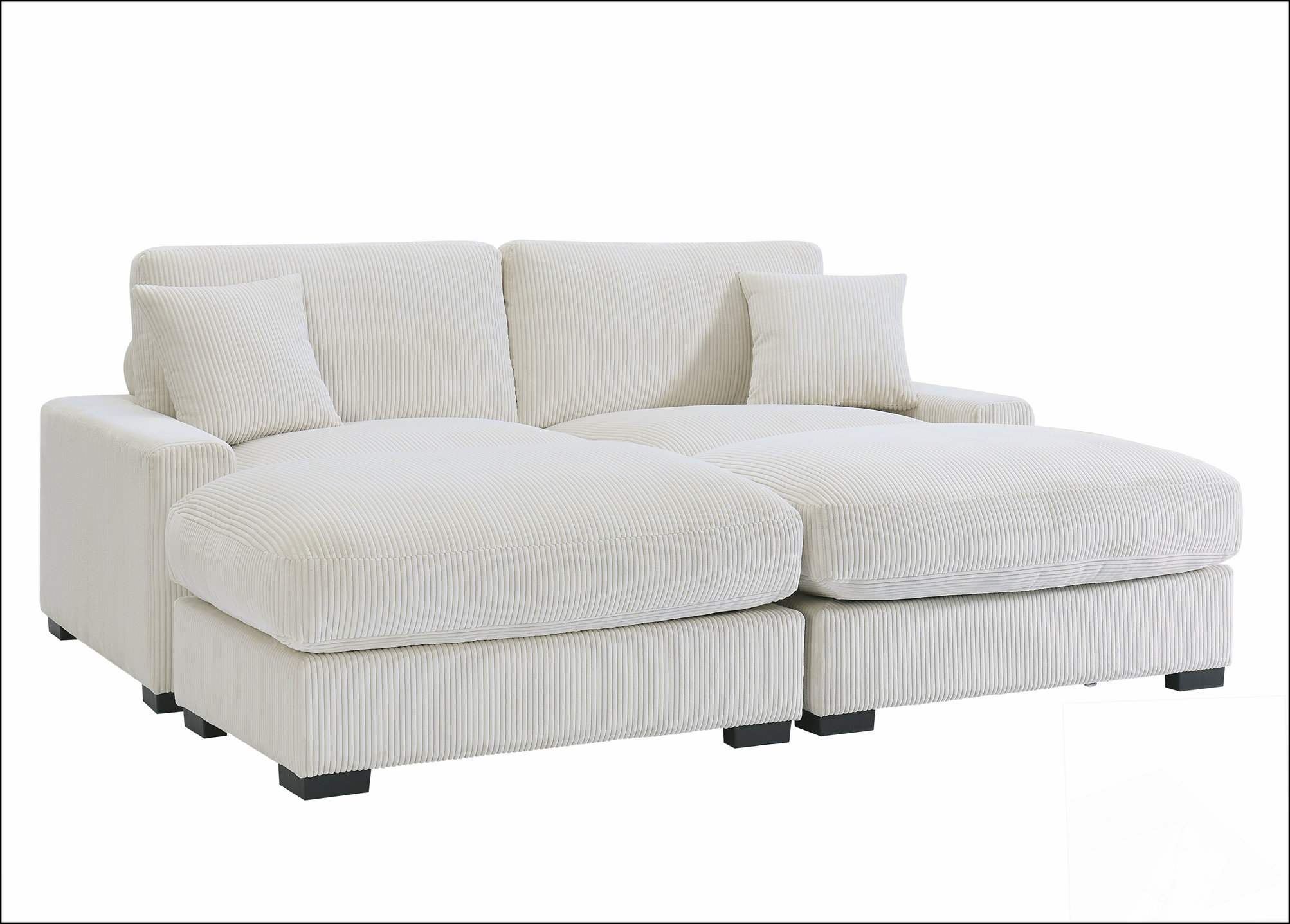 Latitude Run® Cream Corduroy With Square Arms Sofa | Wayfair