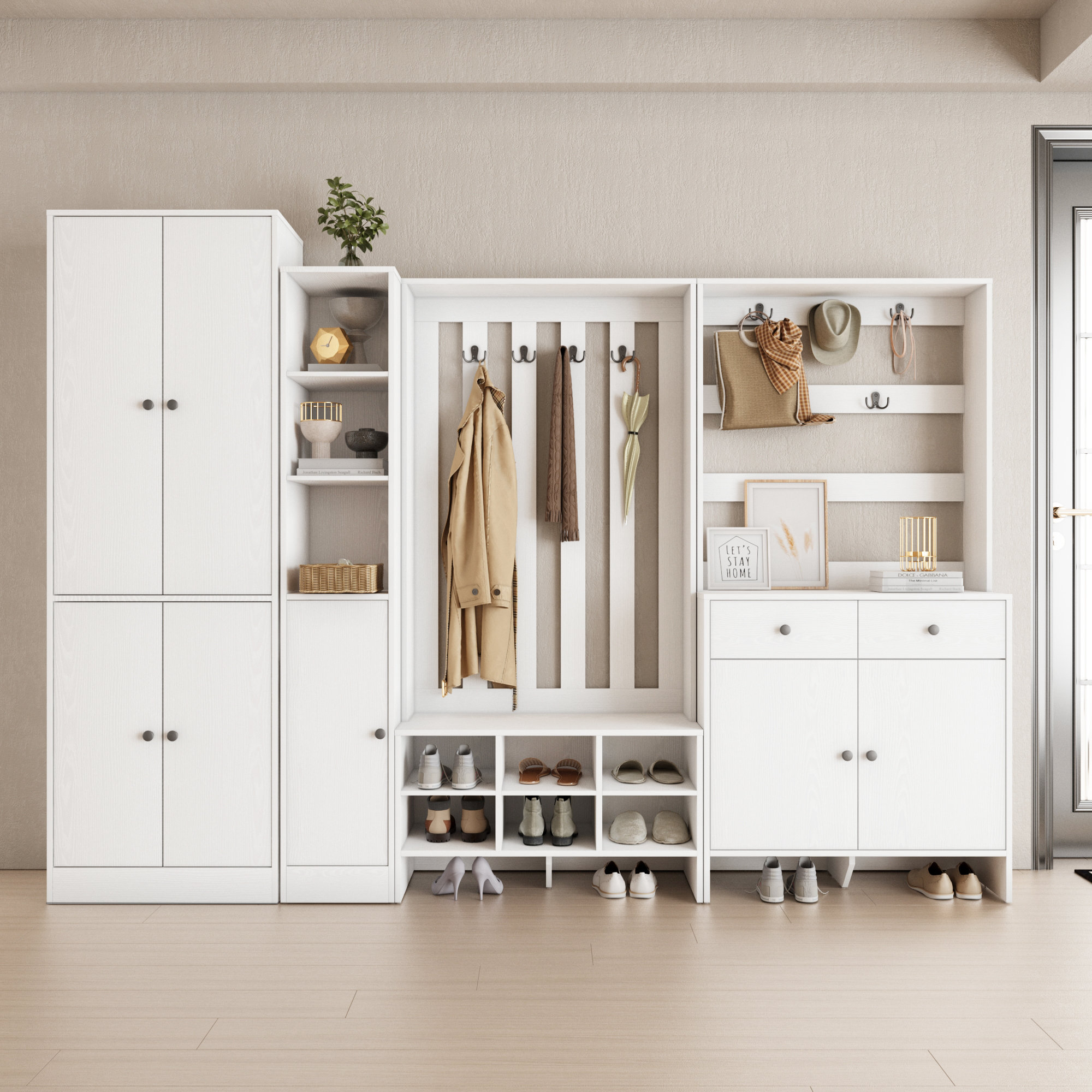 TUSY 30 Pair Shoe Cabinet With Drawers, Entryway Shoe Storage ...