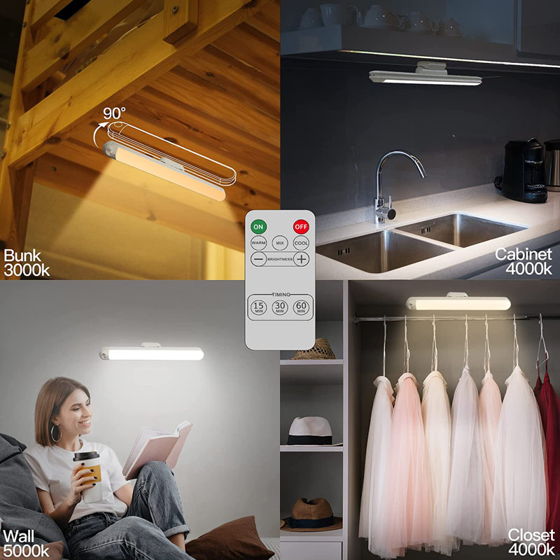 Orren Ellis Magnetic Light LED Rechargeable Long Lasting Under Cabinet ...