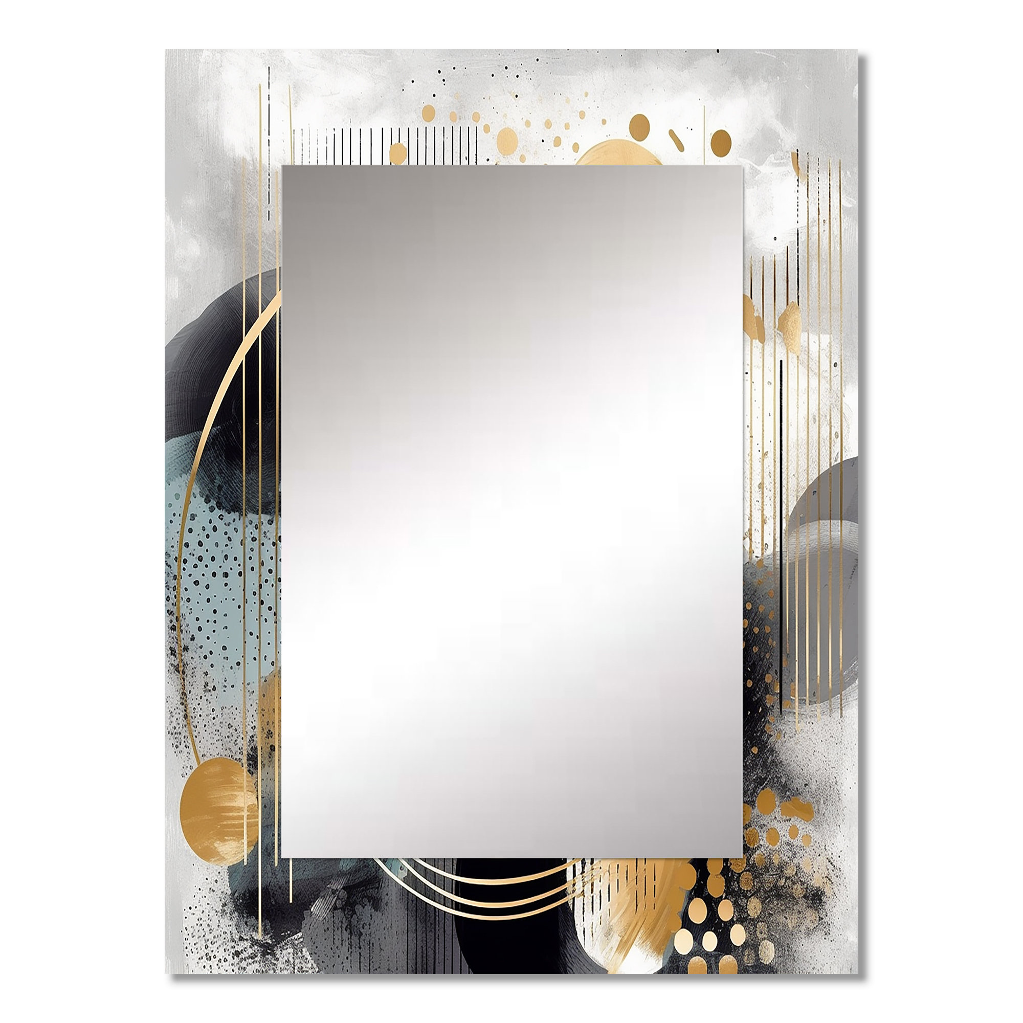 Ivy Bronx Gold And Grey Modern Shapes Minimalism II - Gold Modern Wall ...