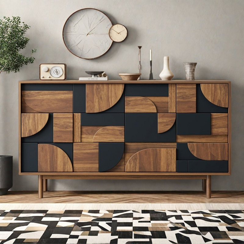 NICECABINET Luxury Modern Simple Carved Wooden Sideboard | Wayfair