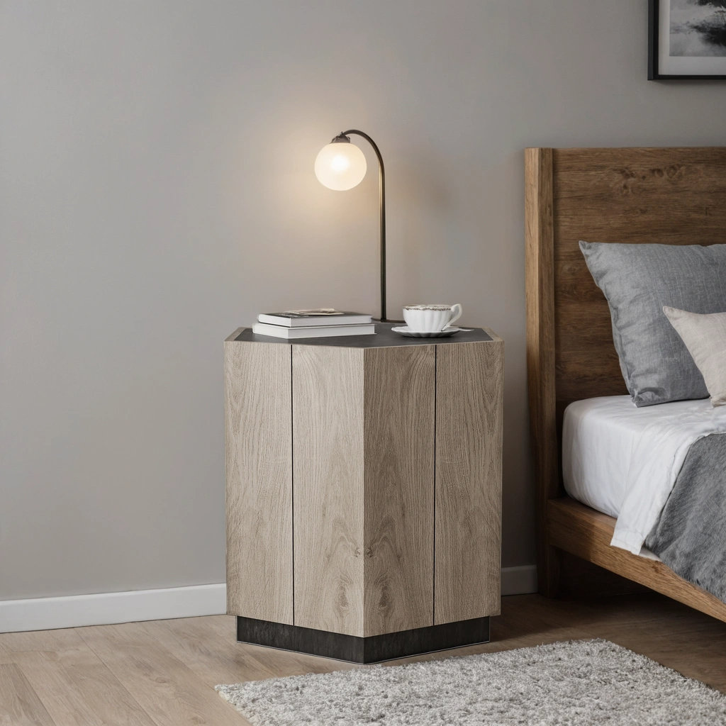 Gracie Oaks Hexagonal Night Stand & Side Table with one Storage Drawer ...