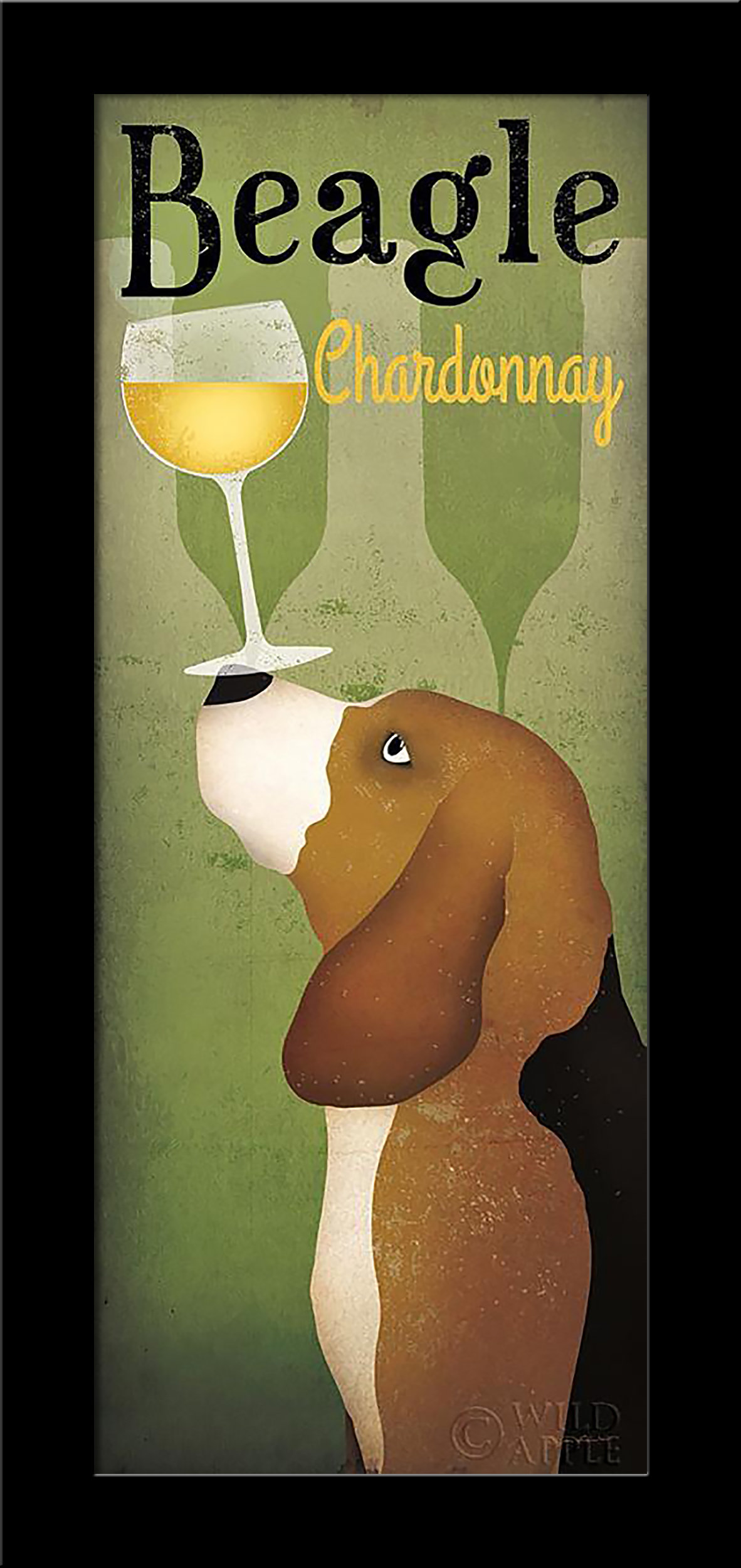 Buy Art For Less 'Beagle Chardonnay' by Ryan Fowler Framed Vintage ...