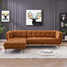 Wade Logan® Archee 104" Mid Century Modern Genuine Leather Chesterfield ...