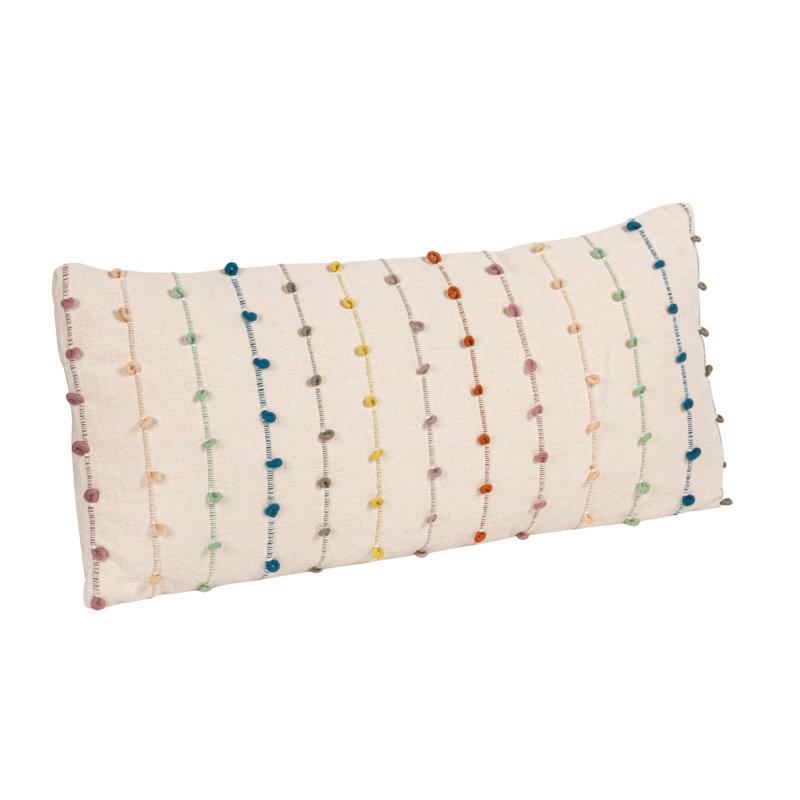Creative Co-Op Cotton Pillow with Embroidered Loop Stripes & Reviews ...