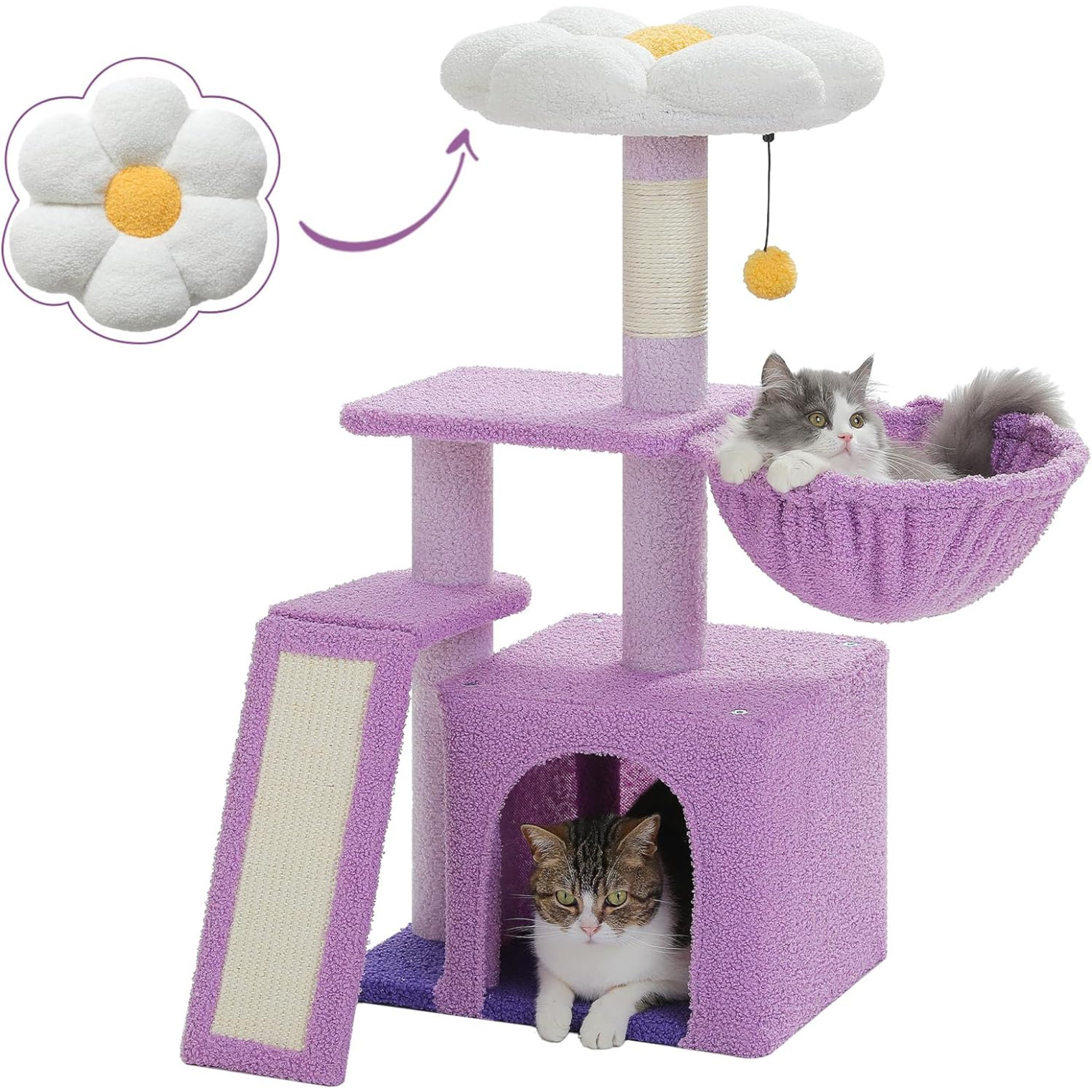 ToccoLeggero Flower Cat Tree For Indoor Cats, 31.5'' Small Cat Tower ...