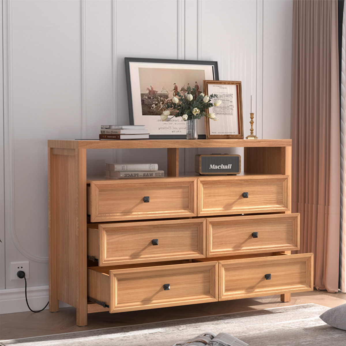 Charlton Home® Geonte 6-Drawer Dresser 47"W Double Dresser, Heavy-Duty ...