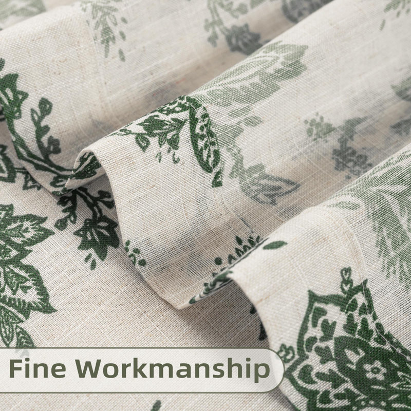 Winston Porter Kitchen Curtain Floral Tier Linen Short Pinstripe Cafe ...