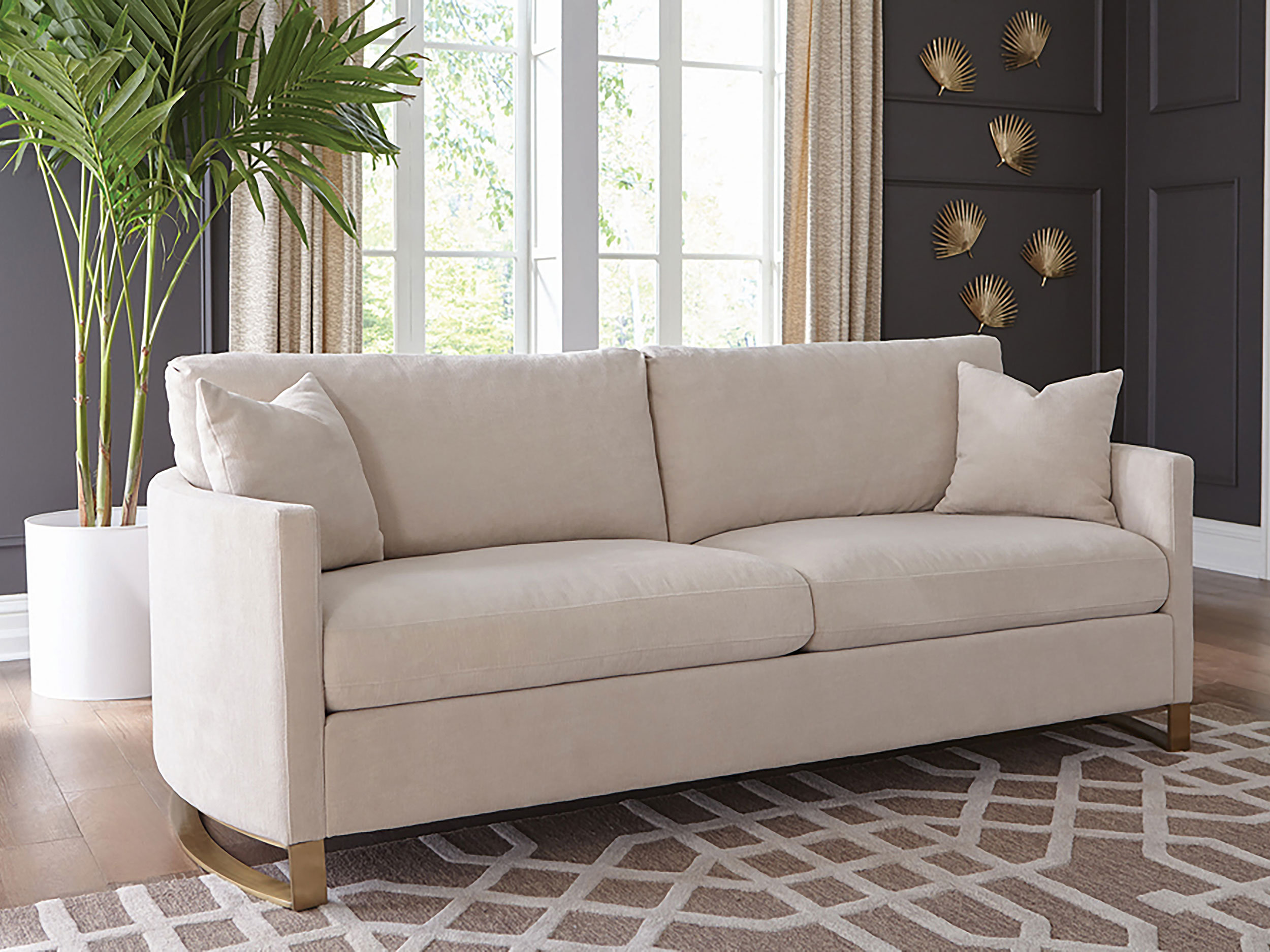 Everly Quinn Ebington Upholstered Arched Arm Sofa Beige | Wayfair