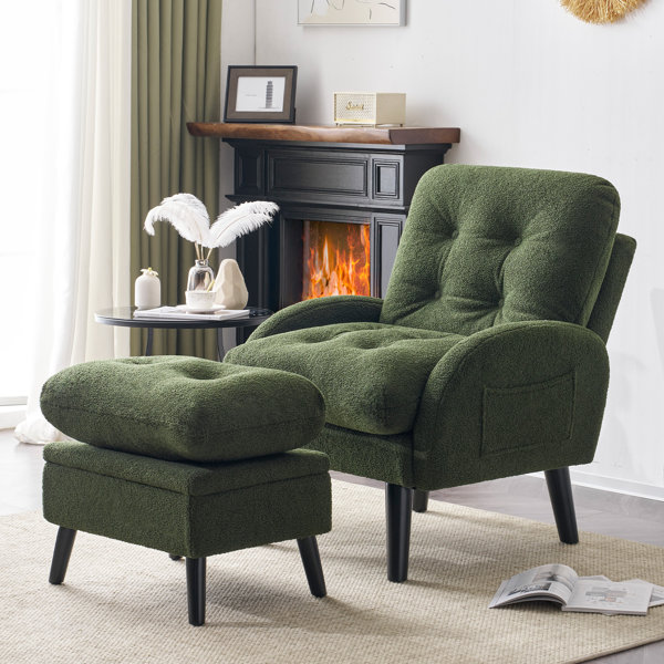 Corrigan Studio® Elandra Upholstered Accent Chair and Ottoman, with 5 ...