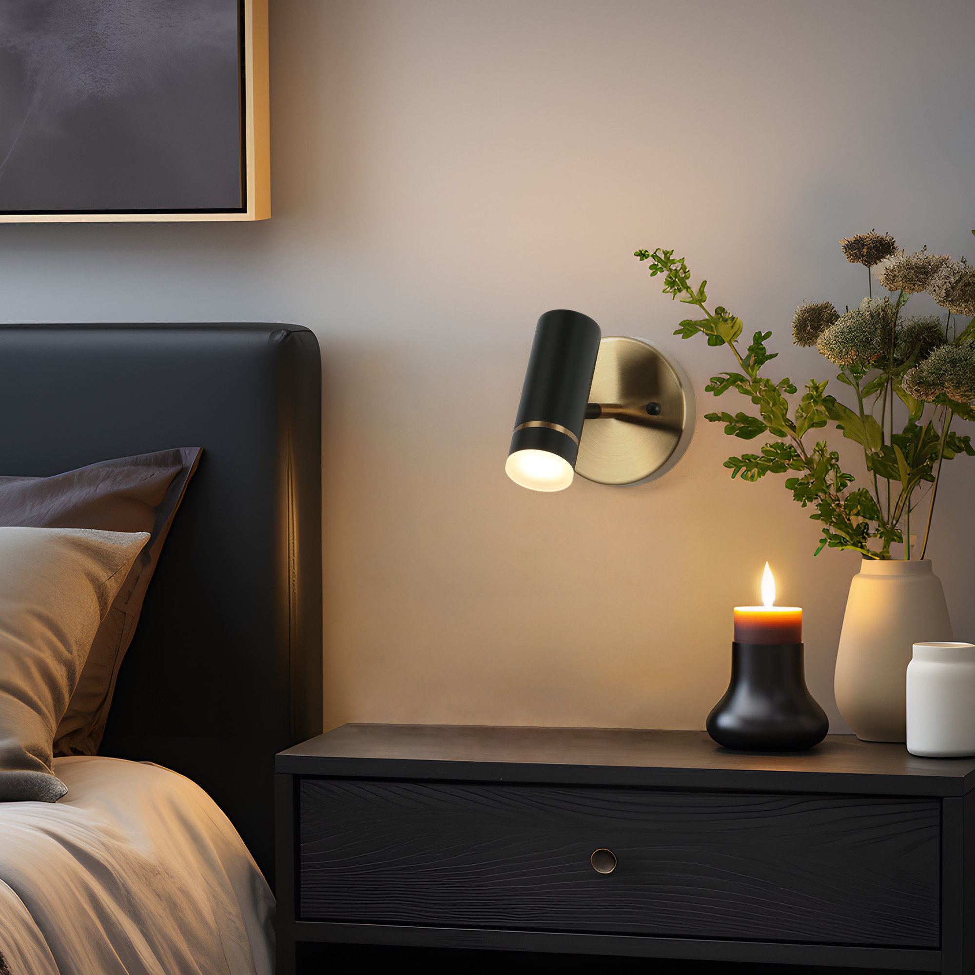 Everly Quinn Miaisabella 1 - Light Dimmable LED Black/Gold Spotlight ...