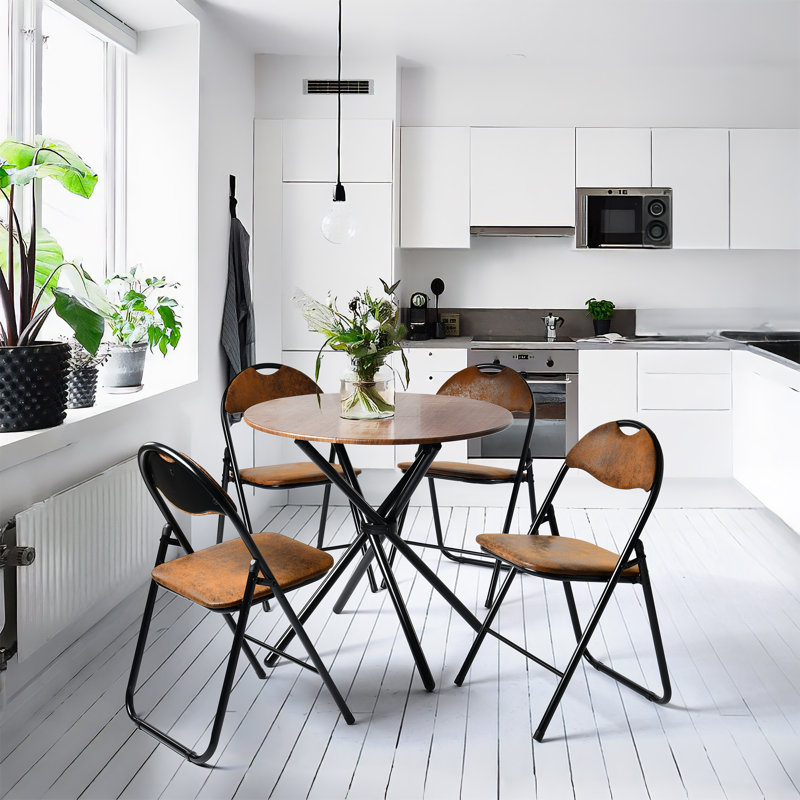 17 Stories Matha 5-Piece Dining Table Set for Small Spaces Folding ...