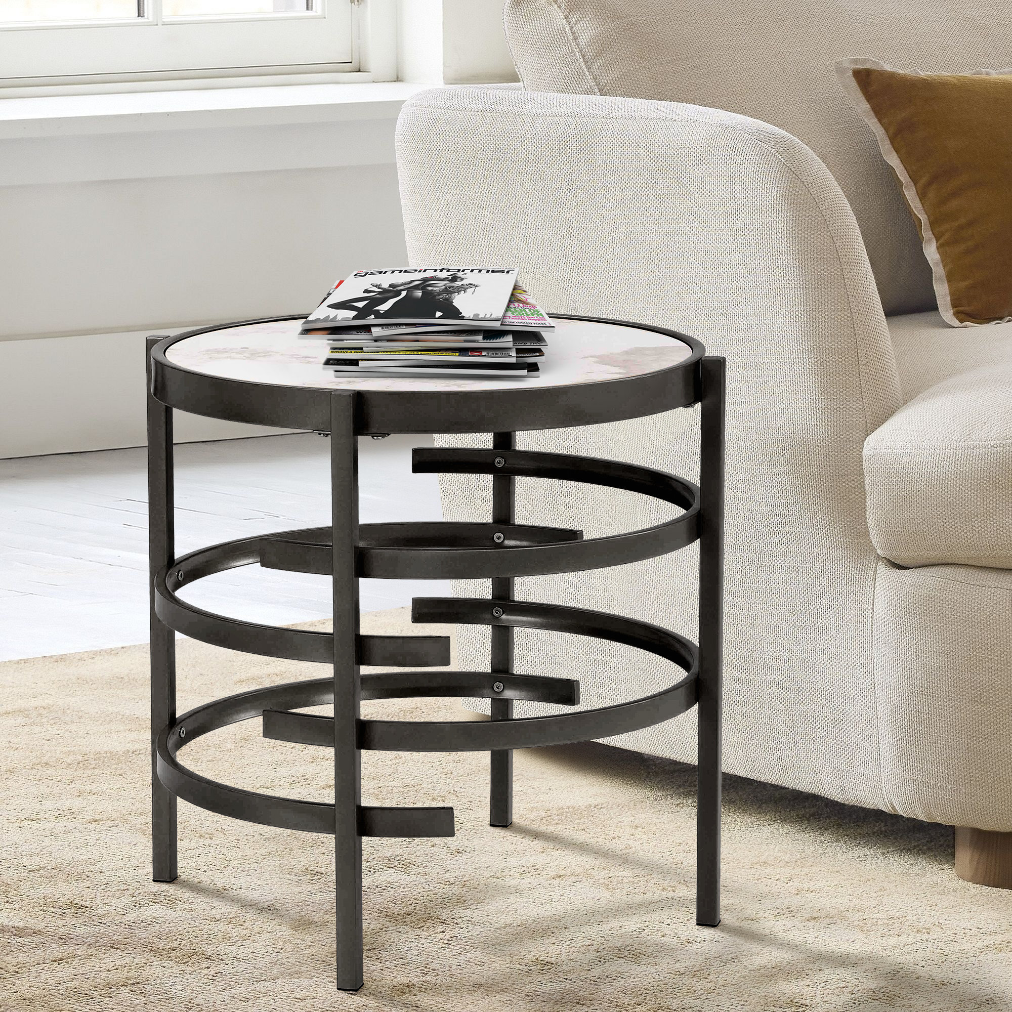 Ivy Bronx Montaysia Stone Top End Table | Wayfair