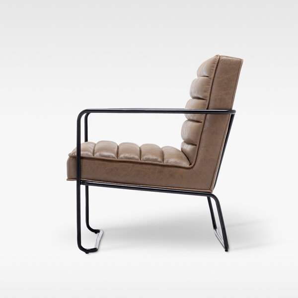 17 Stories Industrial Metal Accent Chair with Horizontal Channeling ...