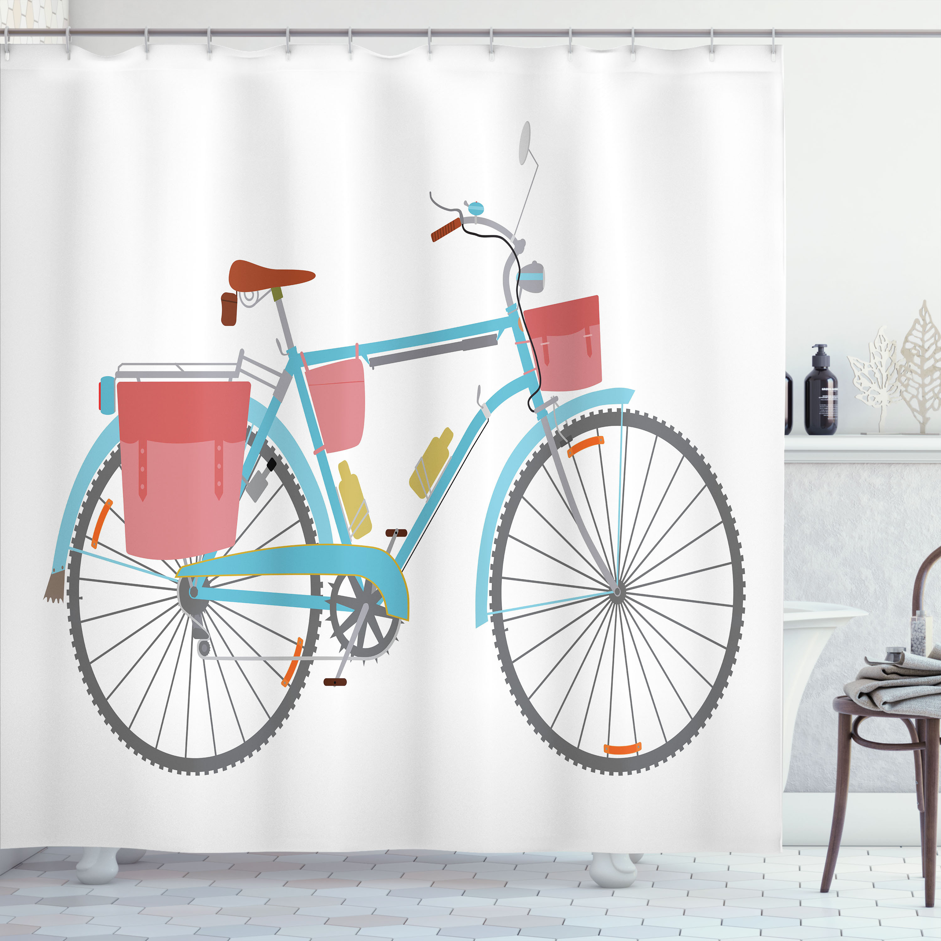 East Urban Home Bicycle Shower Curtain Classic Tour Bike Bags | Wayfair