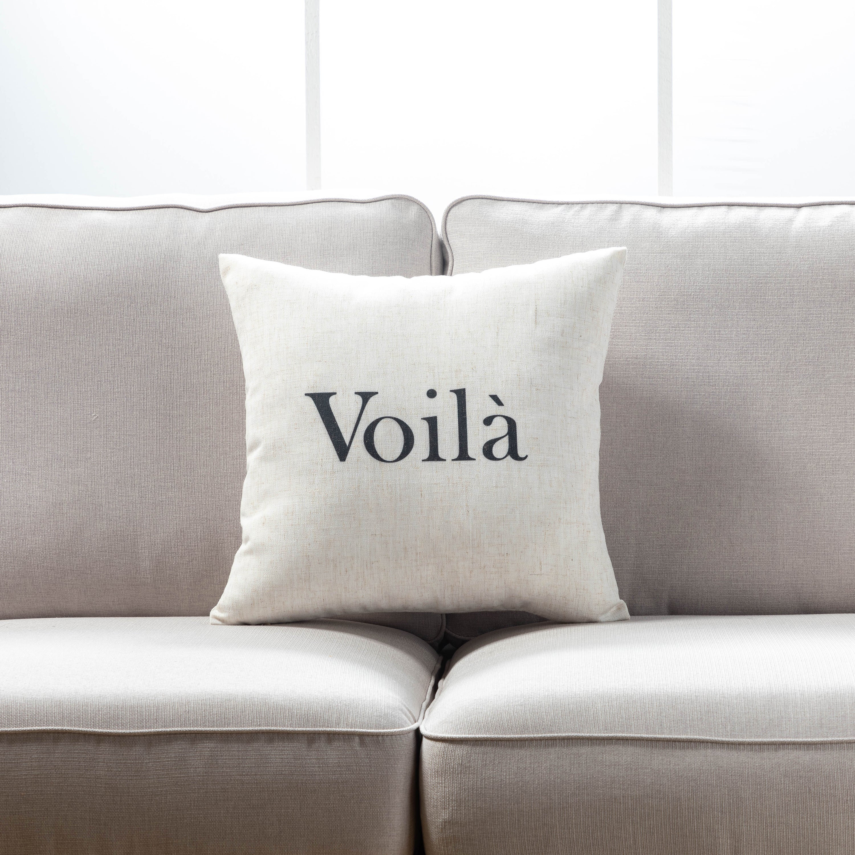 MDR Trading Inc. Voila Text On White With Feather Down Insert Pillow ...