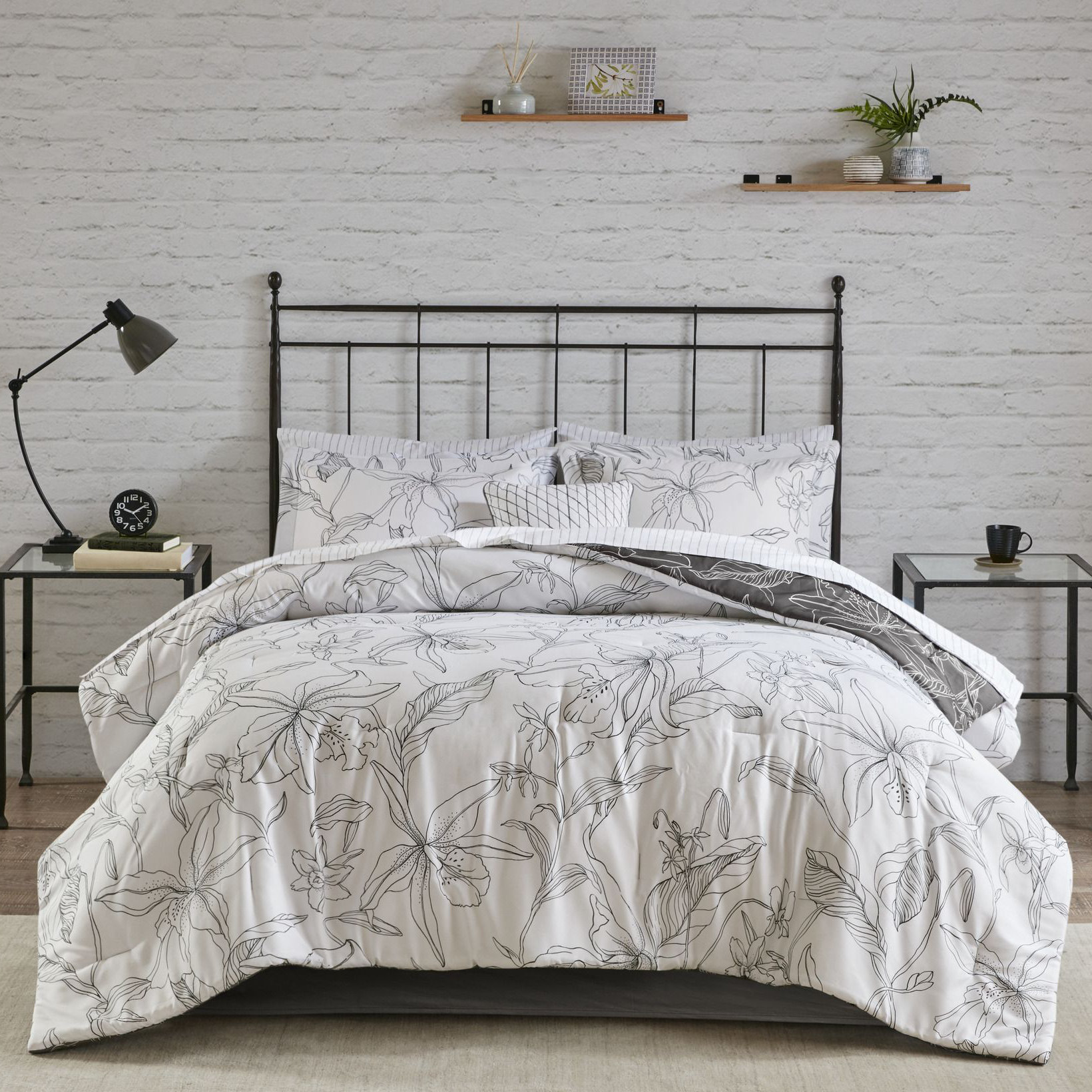 Madison Park Essentials Lilia White Microfiber Reversible Comforter Set ...