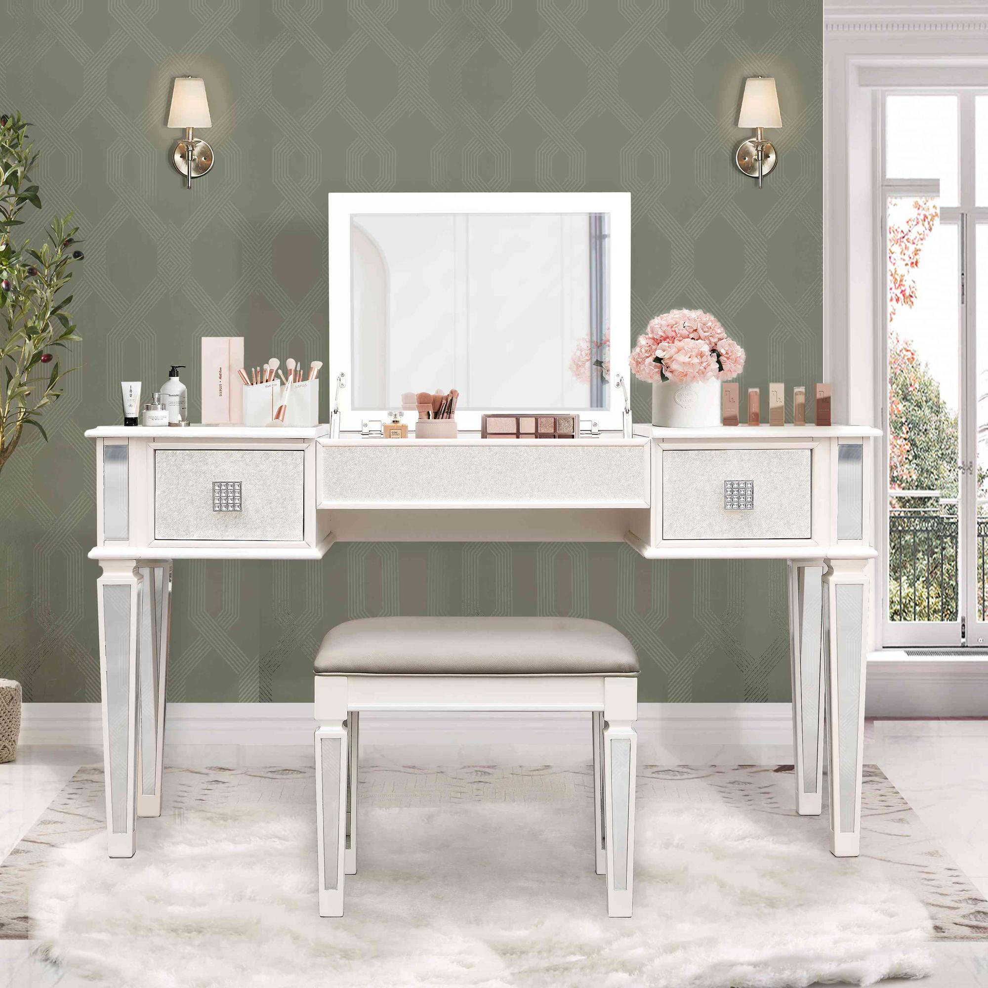 Latitude Run® Multi-Functional Makeup Vanity Desk with Mirror and ...