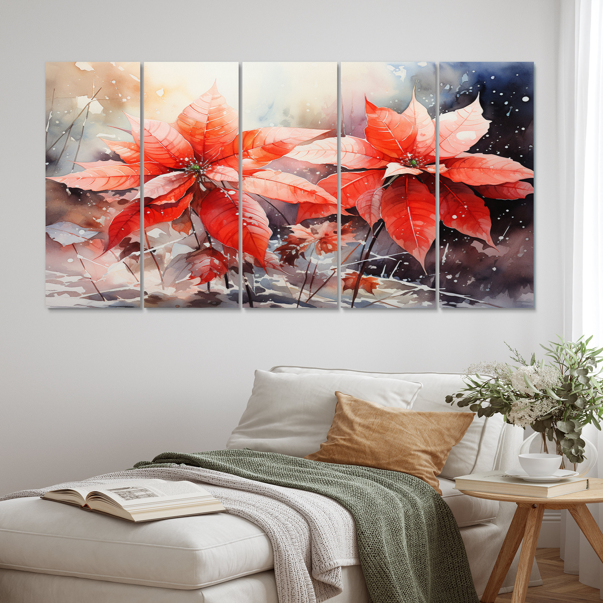 The Holiday Aisle® Poinsettia Flower Expressions An I - Floral Canvas ...