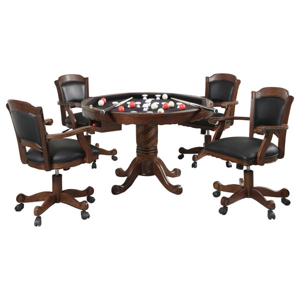 Coaster Fine Furniture Turk 5-Piece Game Table Set Tobacco And Black ...