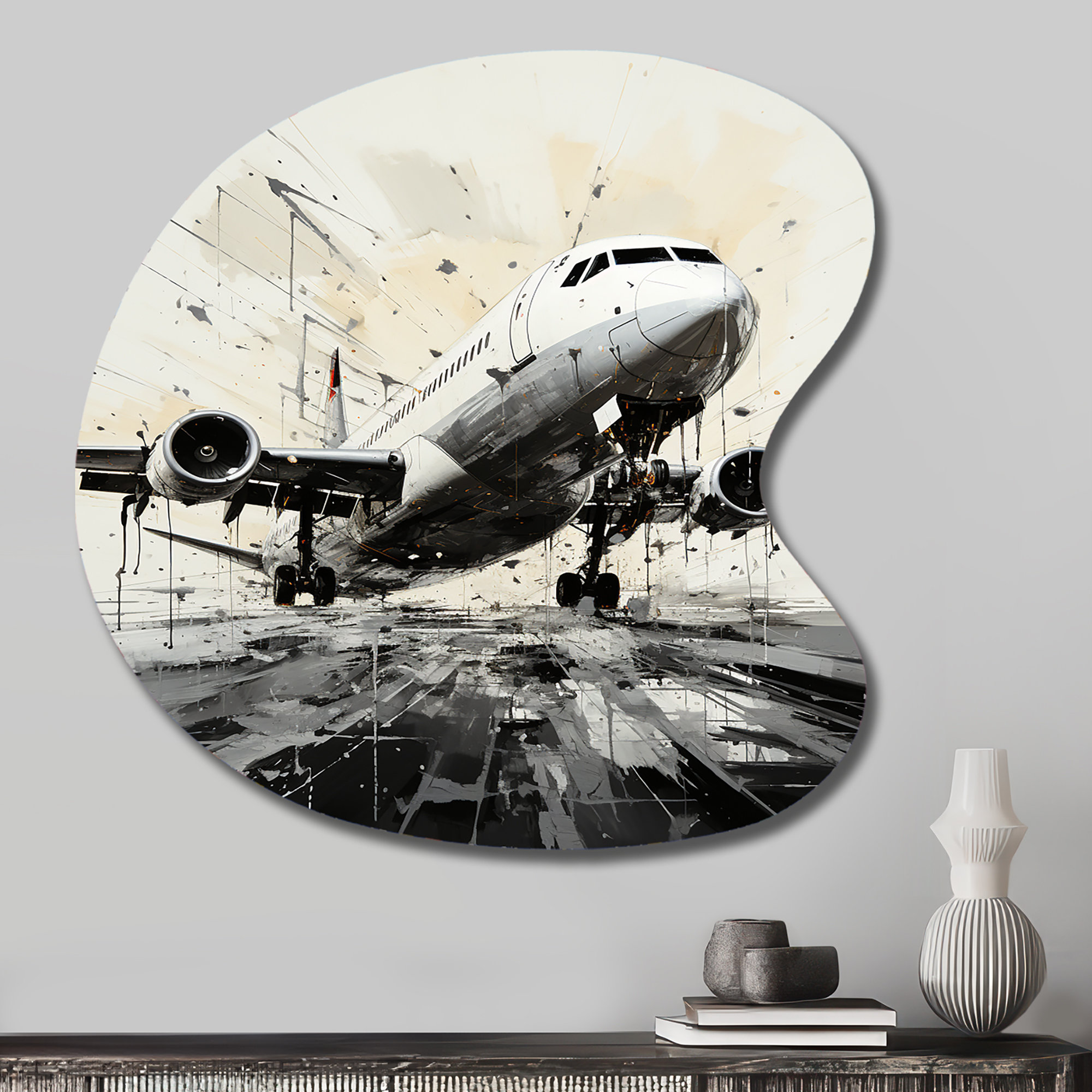 Design Art Abstracted Plane Flight Path - Plane Drop Shape Irregular ...