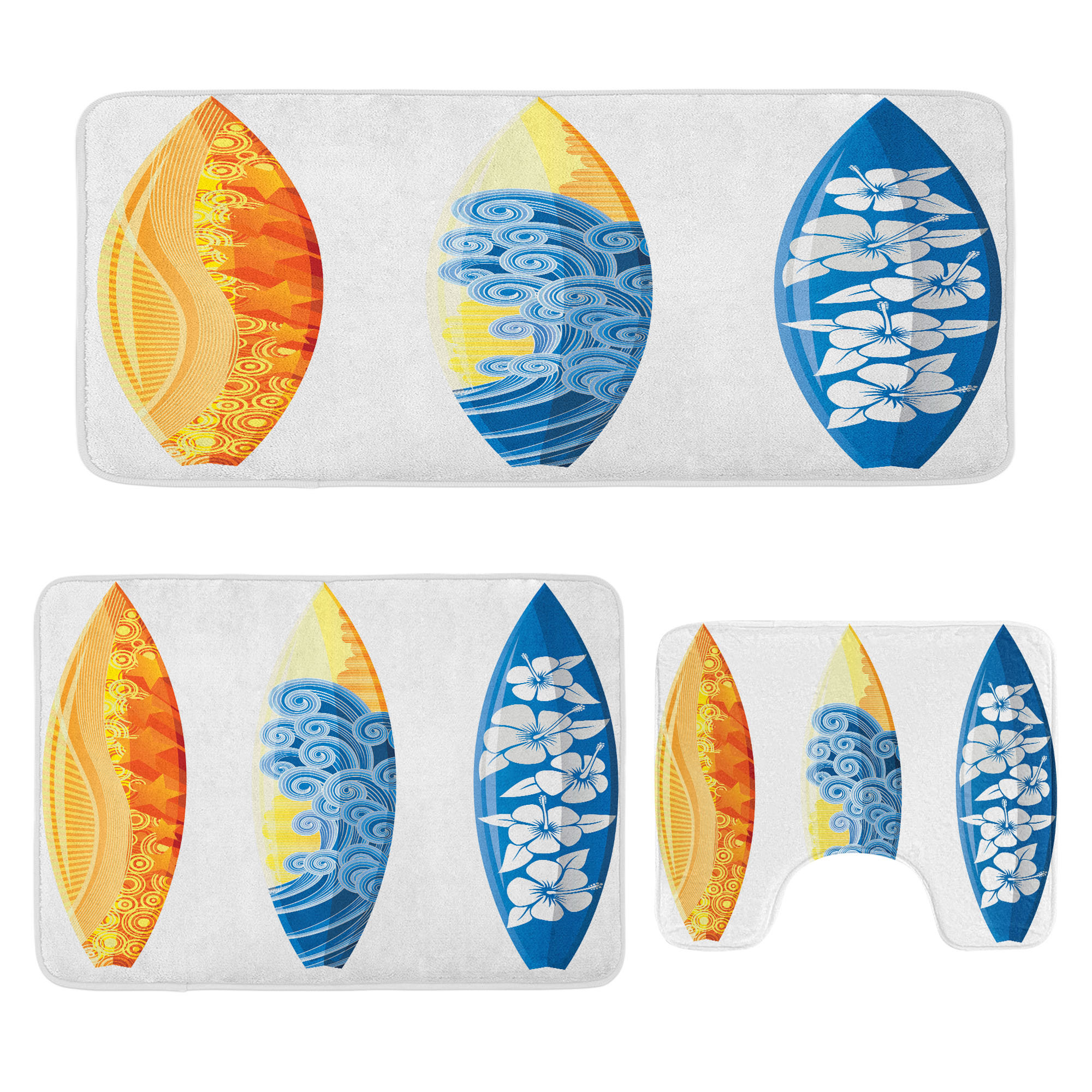 East Urban Home Summer Bathroom Rug Set 3 Pieces U-Shape & Rectangle ...