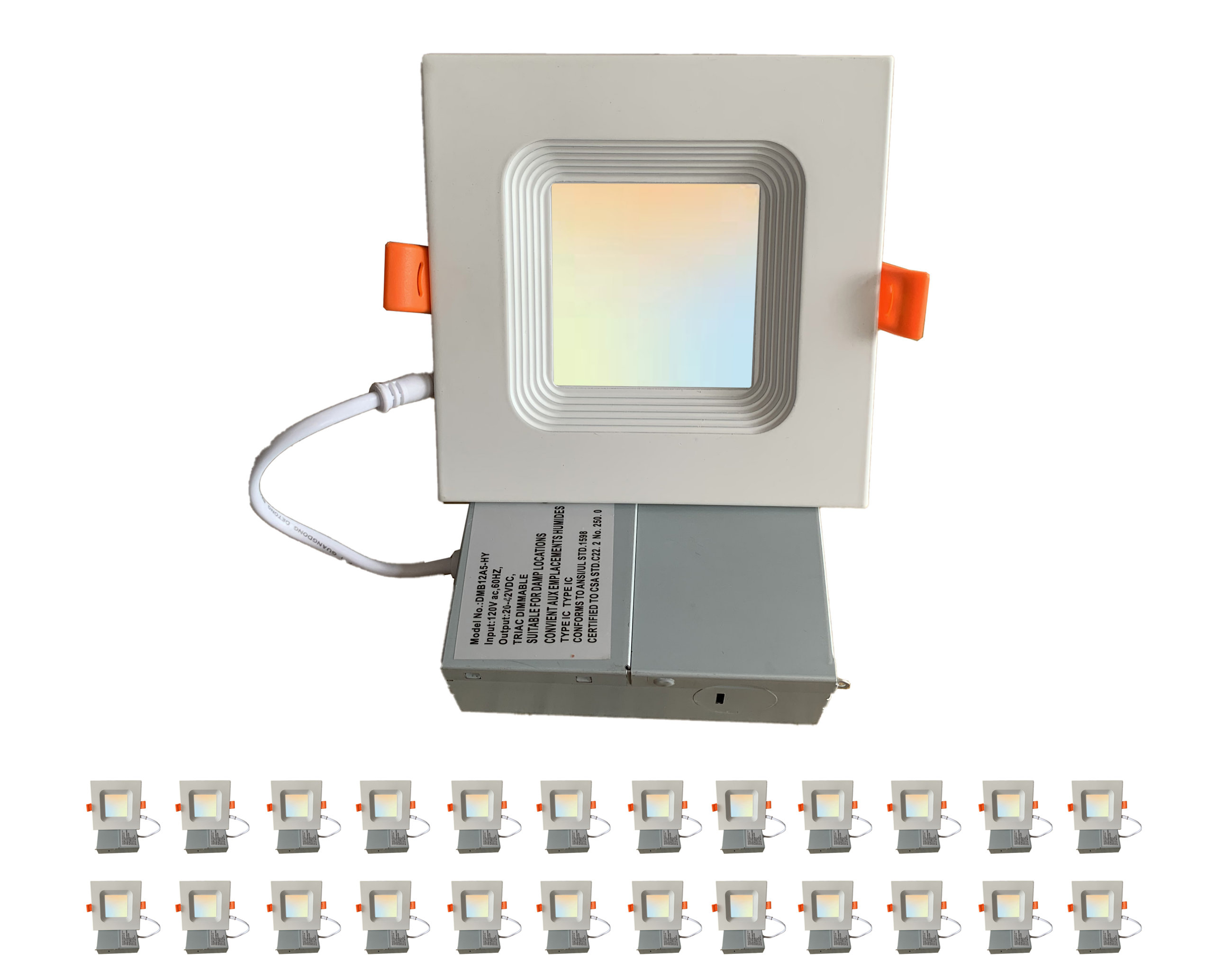 HONYA Lighting 6" LED Baffle Downlight Square 12W 2700/3000/3500/4000 ...