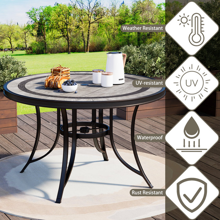 Red Barrel Studio® Miyona Round 48.03'' Outdoor Dining Table | Wayfair