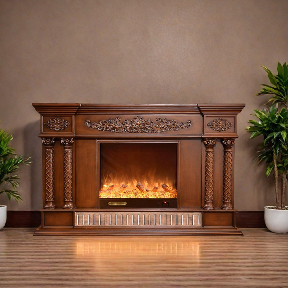 Elegant Home Furnishings.s Elegant carved Roman column fireplace ...