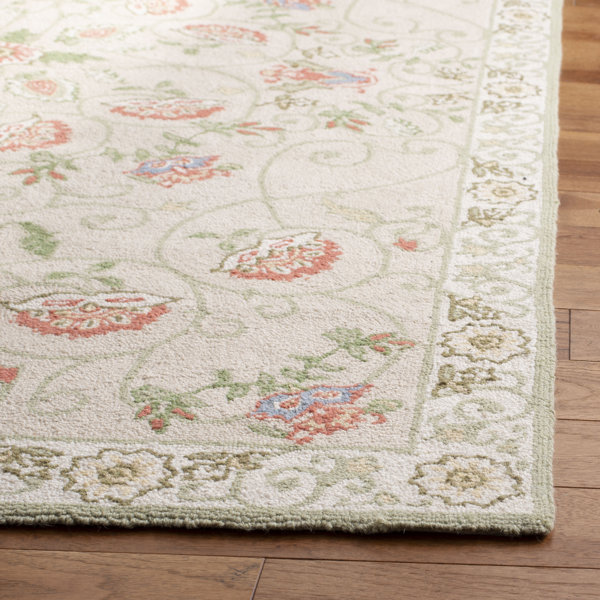 Lark Manor Hollander Hand Hooked Wool Floral Rug & Reviews | Wayfair