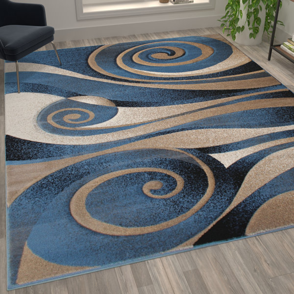 Orren Ellis Skak Modern Swirled Pattern Indoor Olefin Area Rug | Wayfair