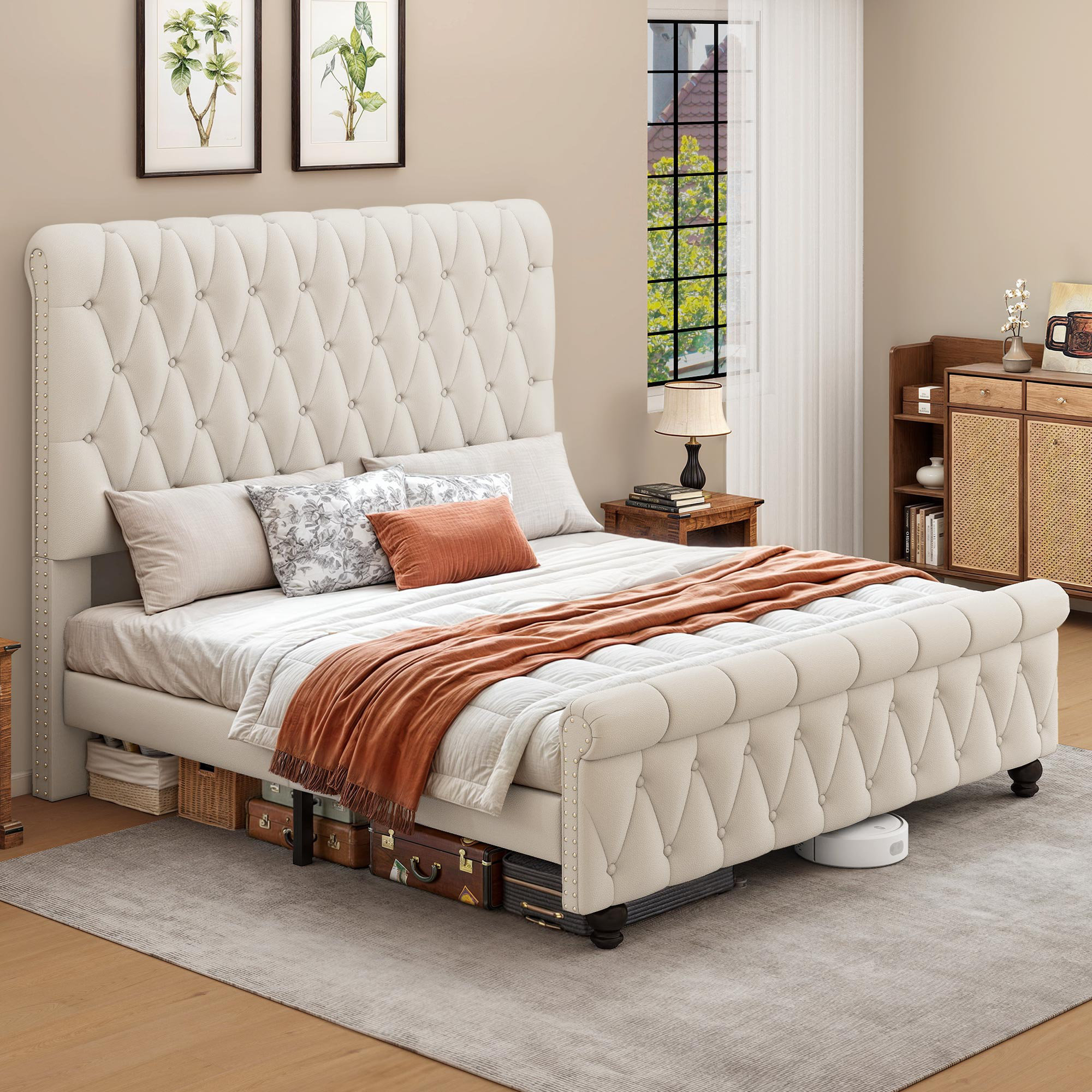 Mercer41 PU Leather Upholstered Platform Bed With Solid Wood Leg | Wayfair