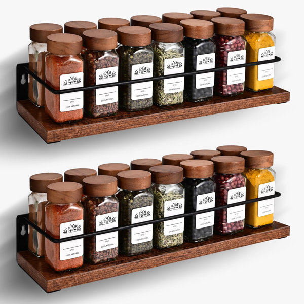 Williston Forge Wall Mounted Required Wood Spice Rack with Adjustable ...