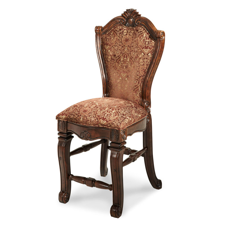 Michael Amini Windsor Court Upholstered 25'' Counter Stool with Solid ...