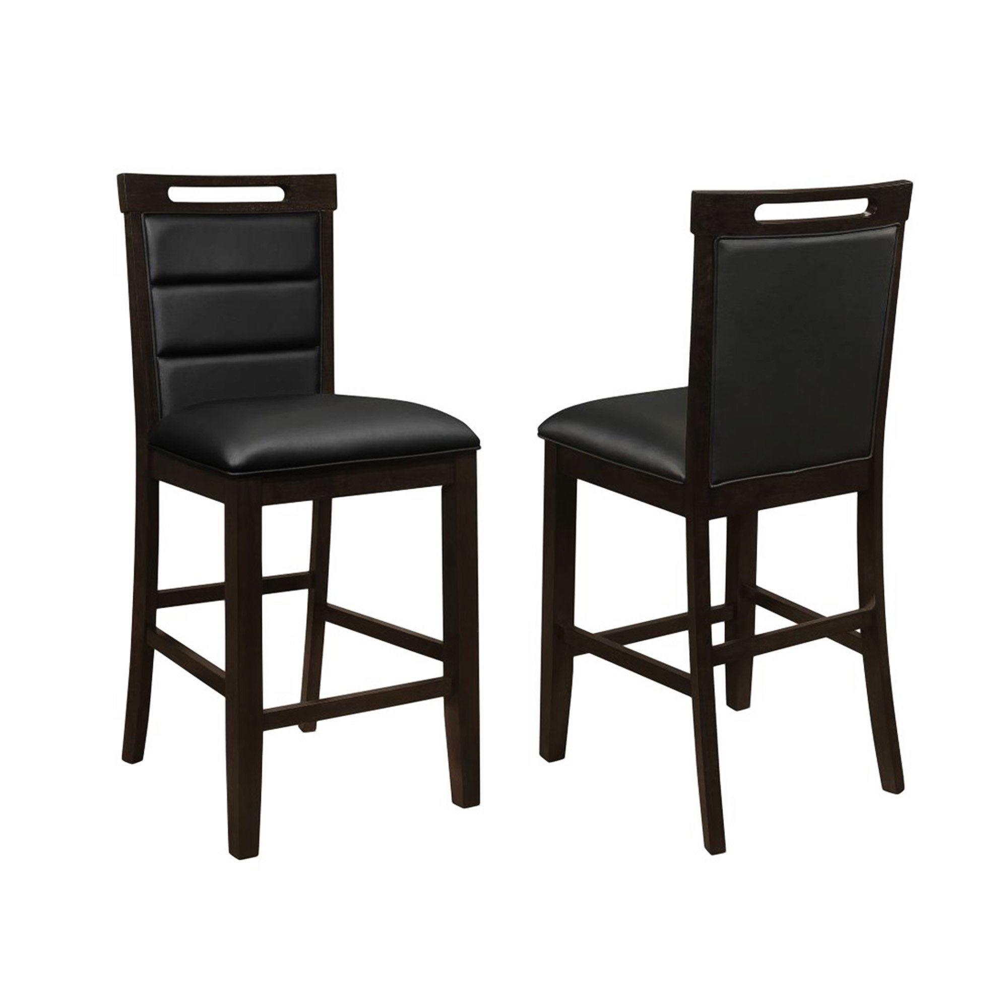 Red Barrel Studio® Set Of 2 Black Leatherette Fabric Upholstered ...
