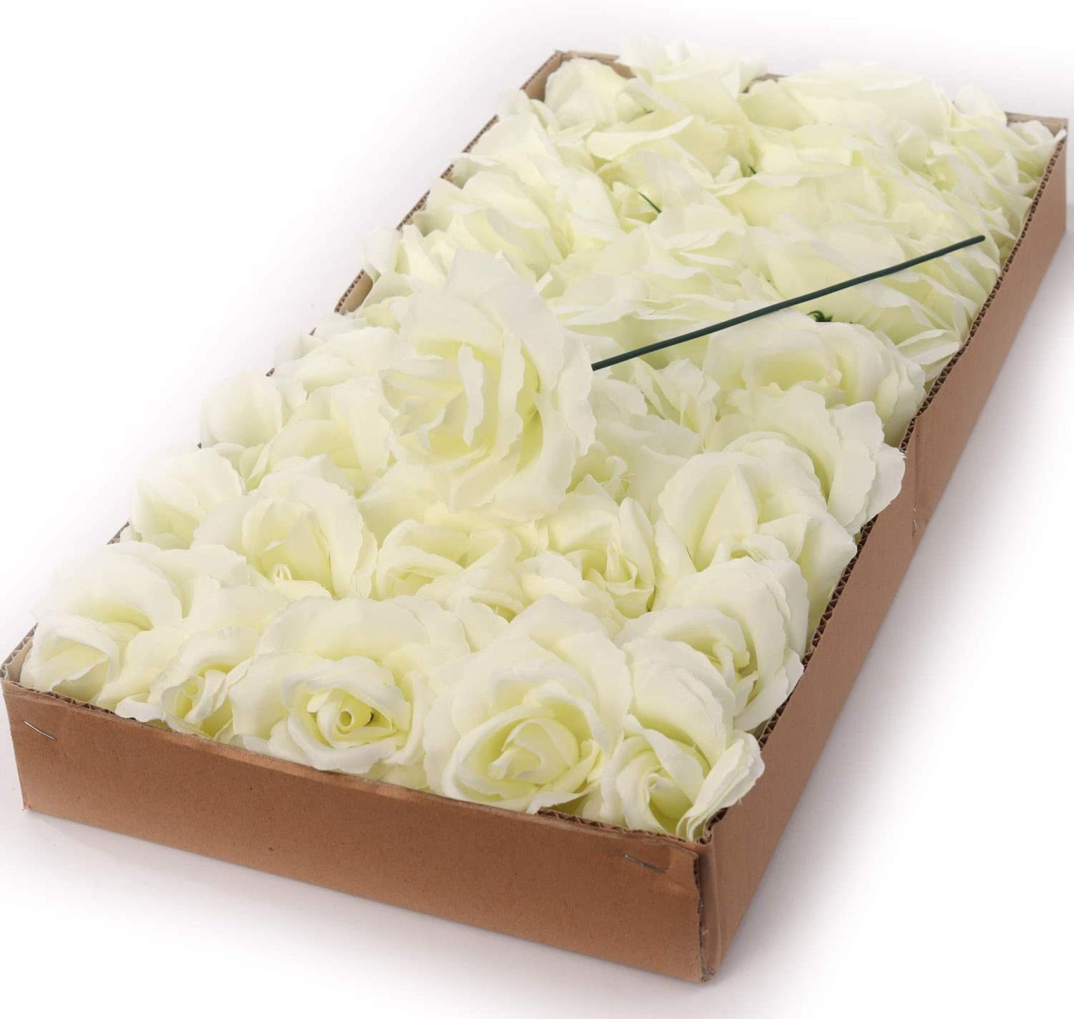 Primrue Flexi Blooms | 400-piece Set (8 Packs) | Silk Cream White Roses ...
