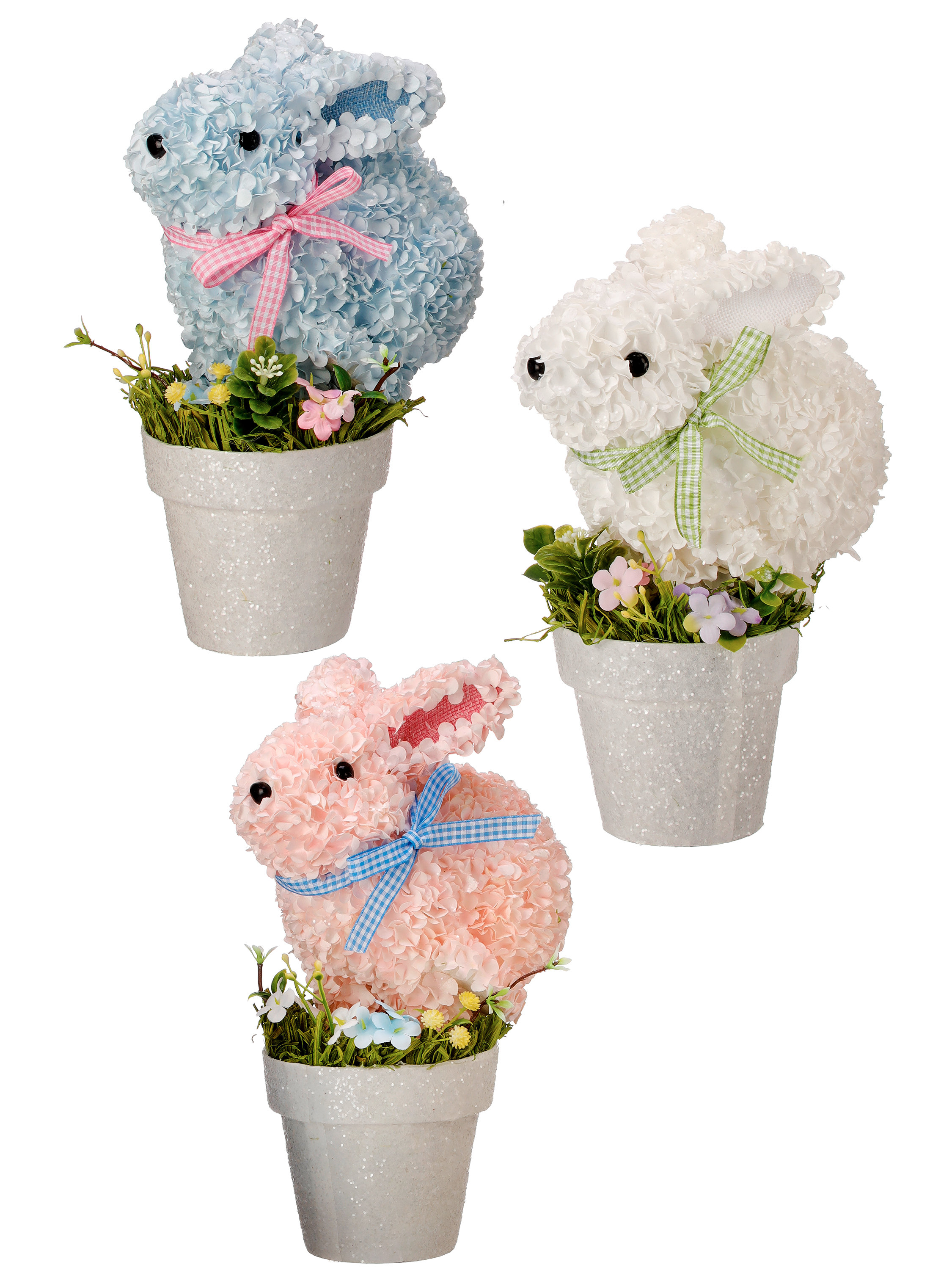 The Holiday Aisle® Flowering Bunny In Pot 9.75"T 3 Assorted | Wayfair