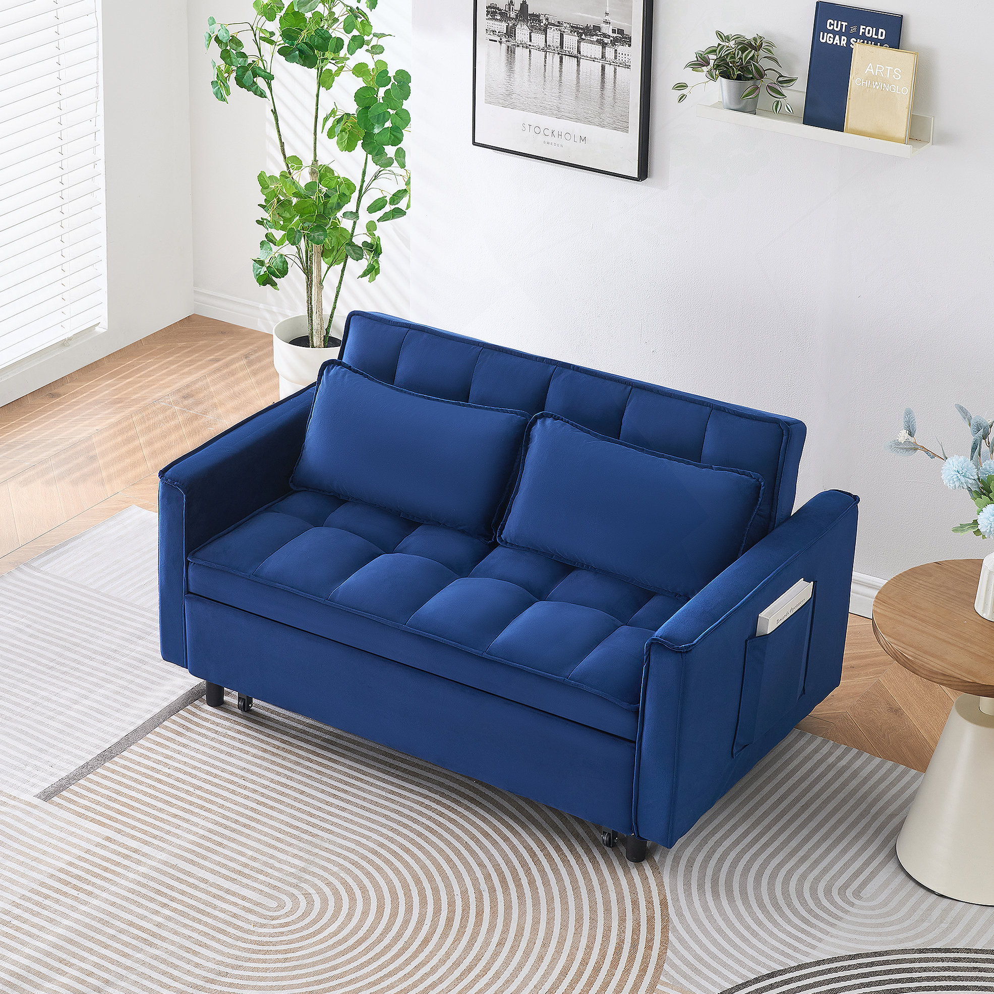 Latitude Run® Comfortable Convertible Sofa Bed with Sponge Filling and ...